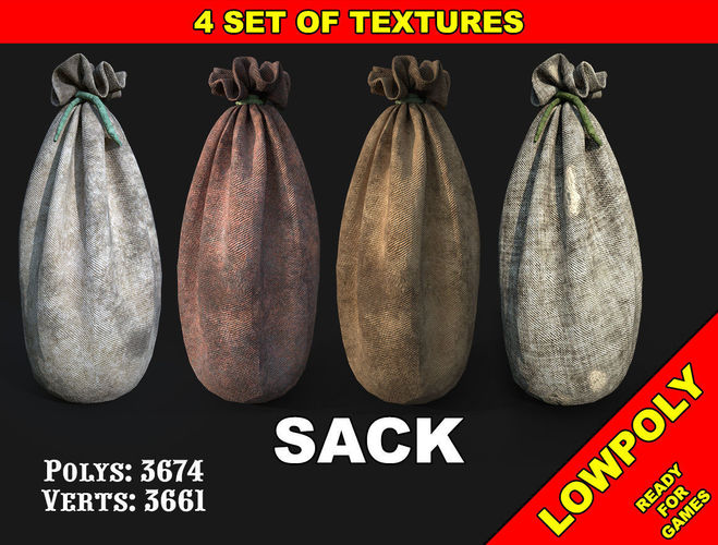 3D model Sack bag VR / AR / low-poly | CGTrader