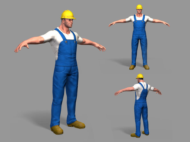 3D model Worker construction overalls VR / AR / low-poly | CGTrader