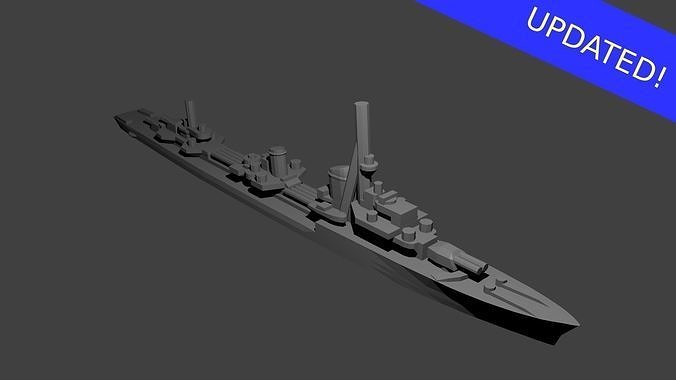 German Type 1936A Destroyer 3D model 3D printable | CGTrader