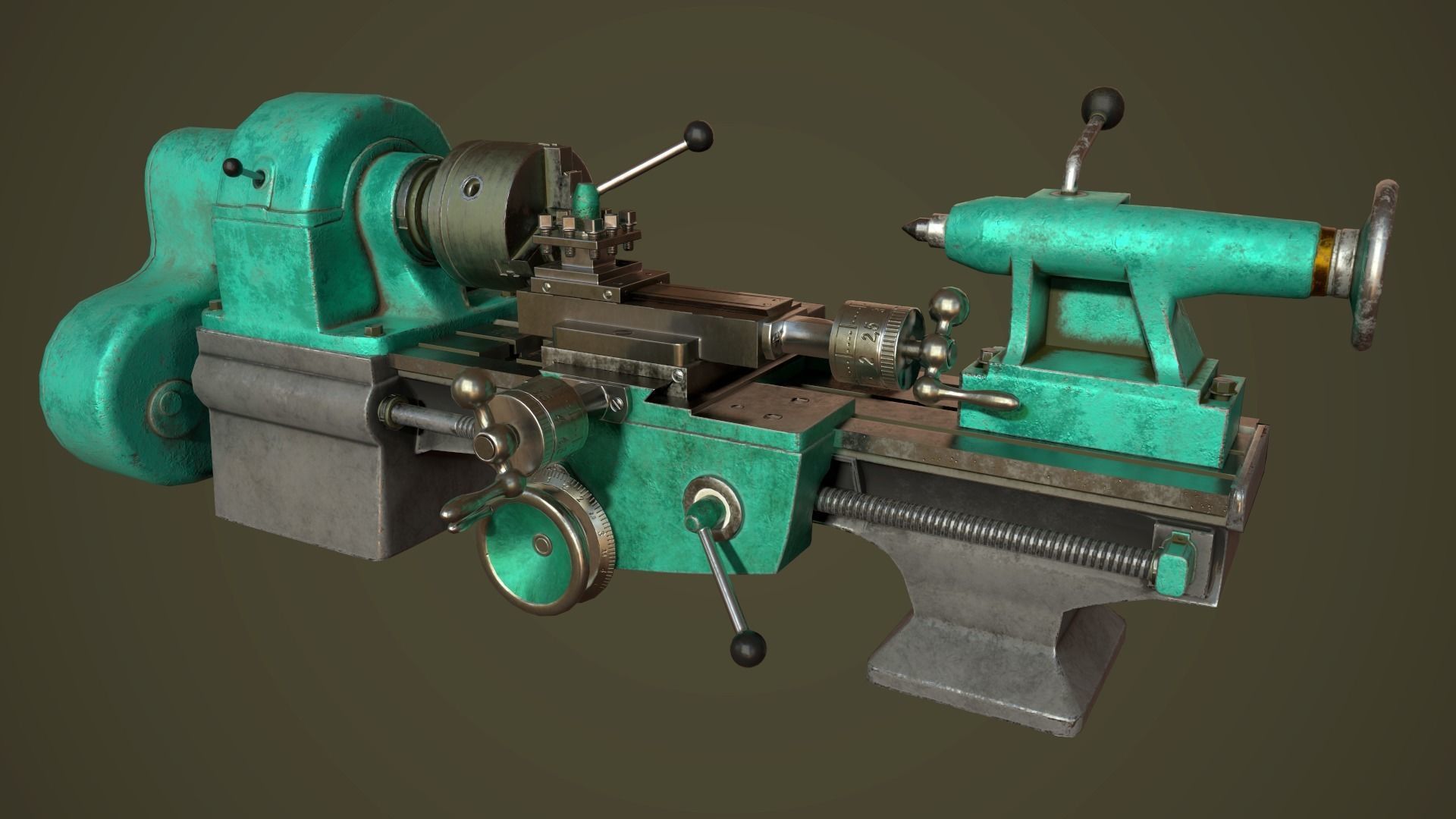 Student Lathe for Metalworking TV16 free VR / AR / low-poly 3D model ...