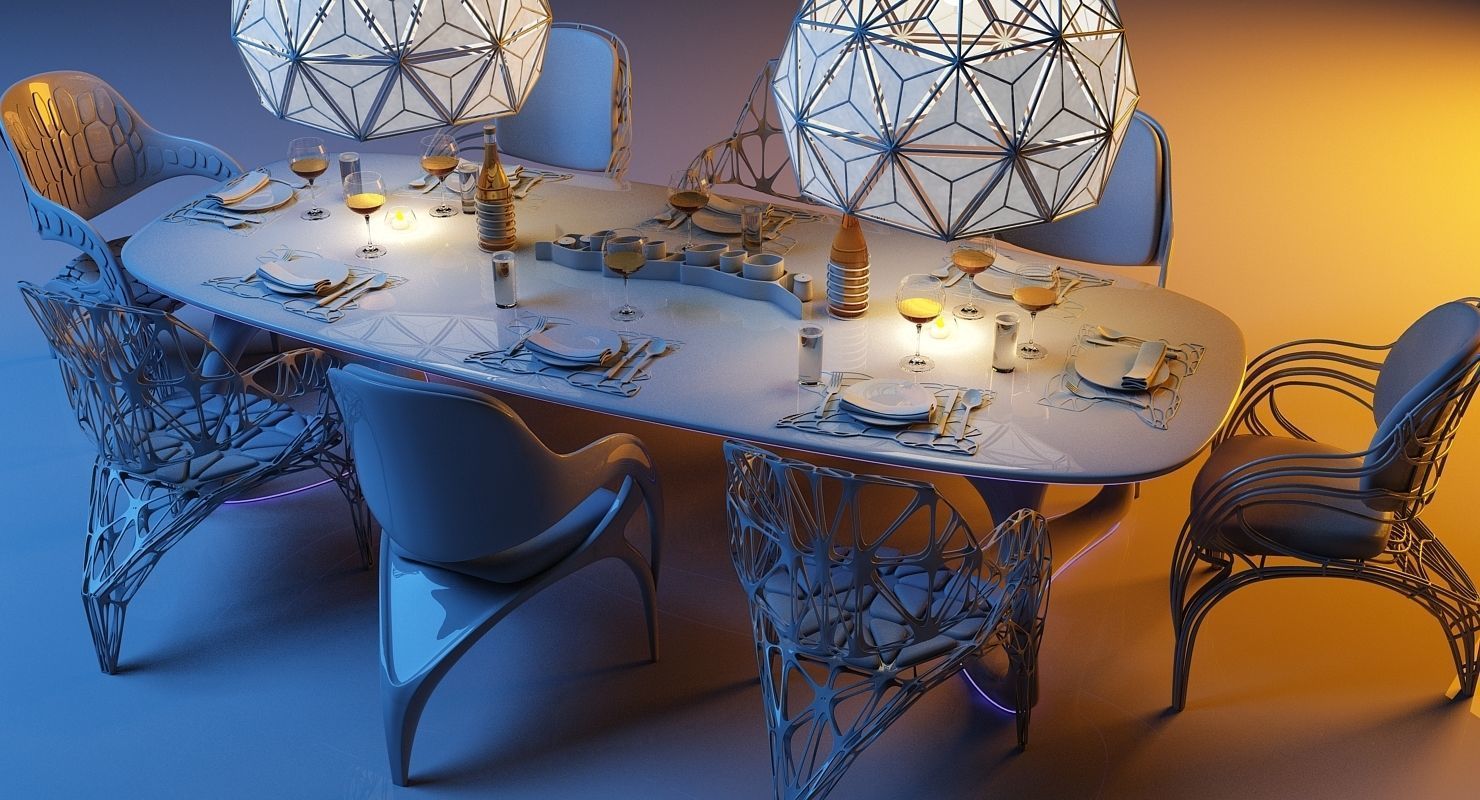 Futuristic Dining Set 3D | CGTrader
