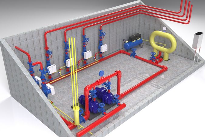 Fire-fighting pumping station 3D model | CGTrader
