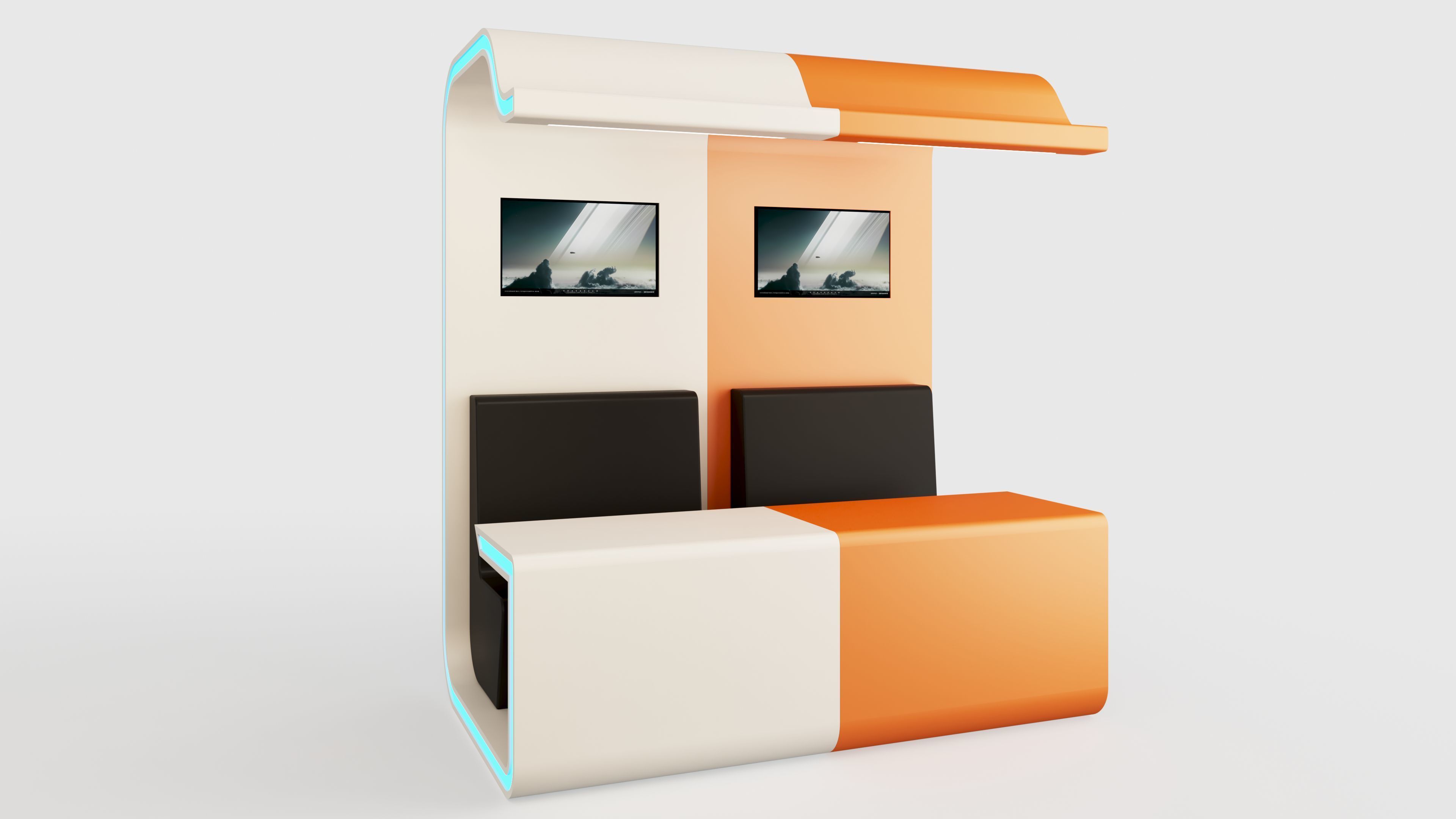 3D model Modular Booth Cubicle with Desks and Chair VR / AR / low-poly ...