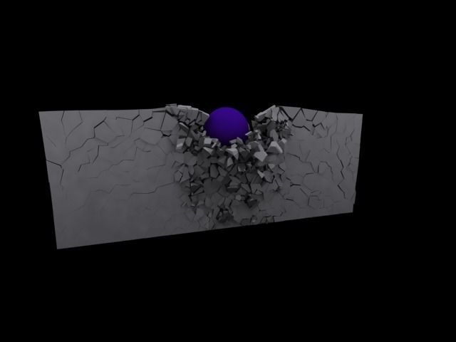 wallbreak cracked wall with ball in it free 3D model animated rigged ...