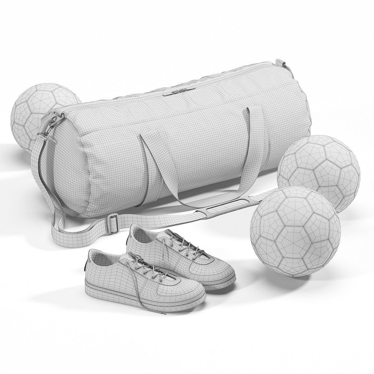 Sport Bag With Sneakers and Balls 3D model | CGTrader