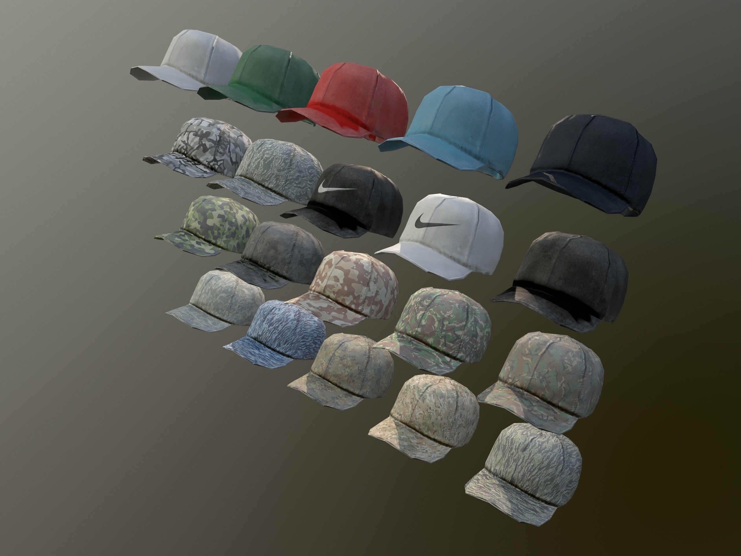 3D model Caps Pack 1 VR / AR / low-poly | CGTrader