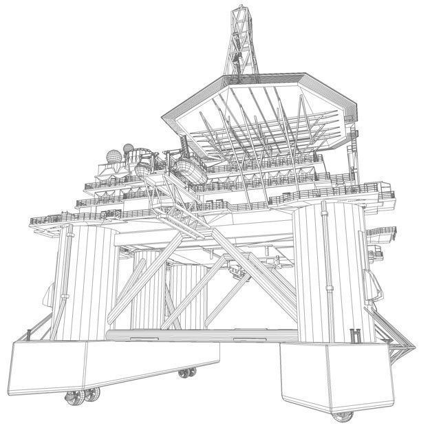 Semi Submersible Drilling Rig 3D model | CGTrader