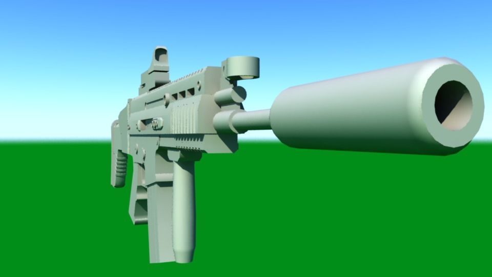 SCAR-h WTactical Red Dot Sight and Silencer 3D model | CGTrader