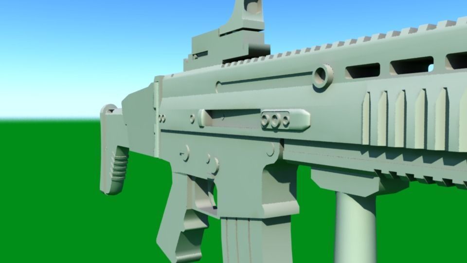 SCAR-h WTactical Red Dot Sight and Silencer 3D model | CGTrader