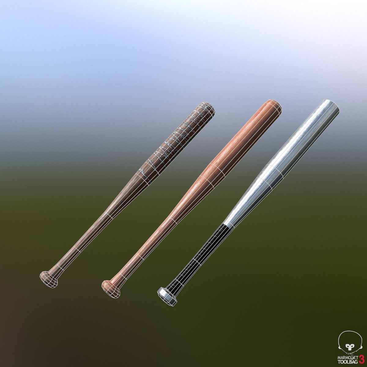 3D model Baseball Bats 3 Pack VR / AR / low-poly | CGTrader