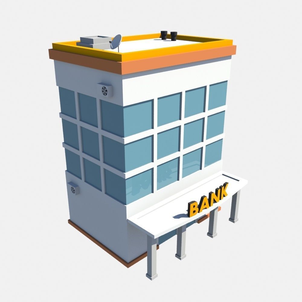 low poly bank 3D model | CGTrader