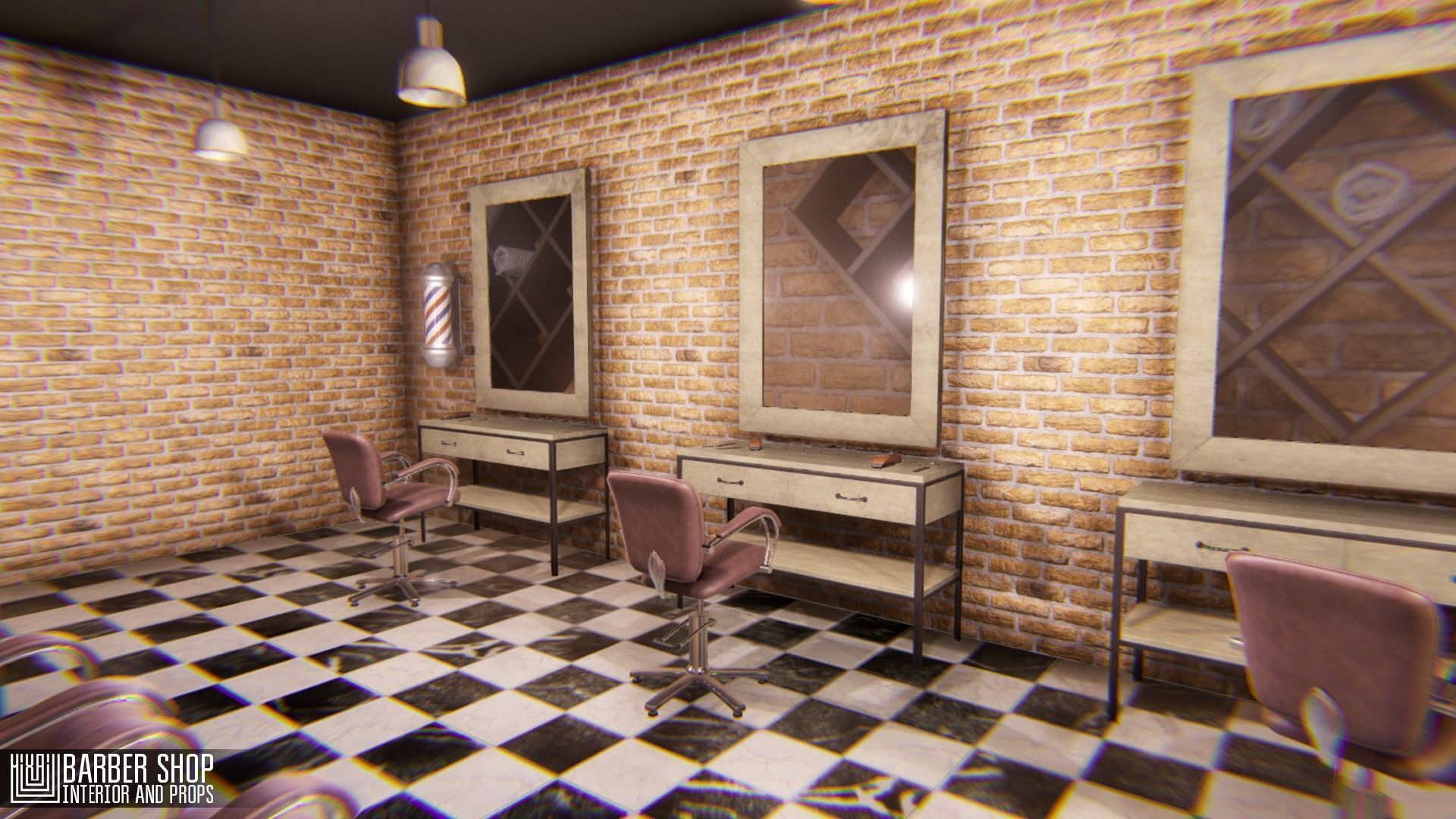3D model Barber shop - interior and props VR / AR / low-poly | CGTrader