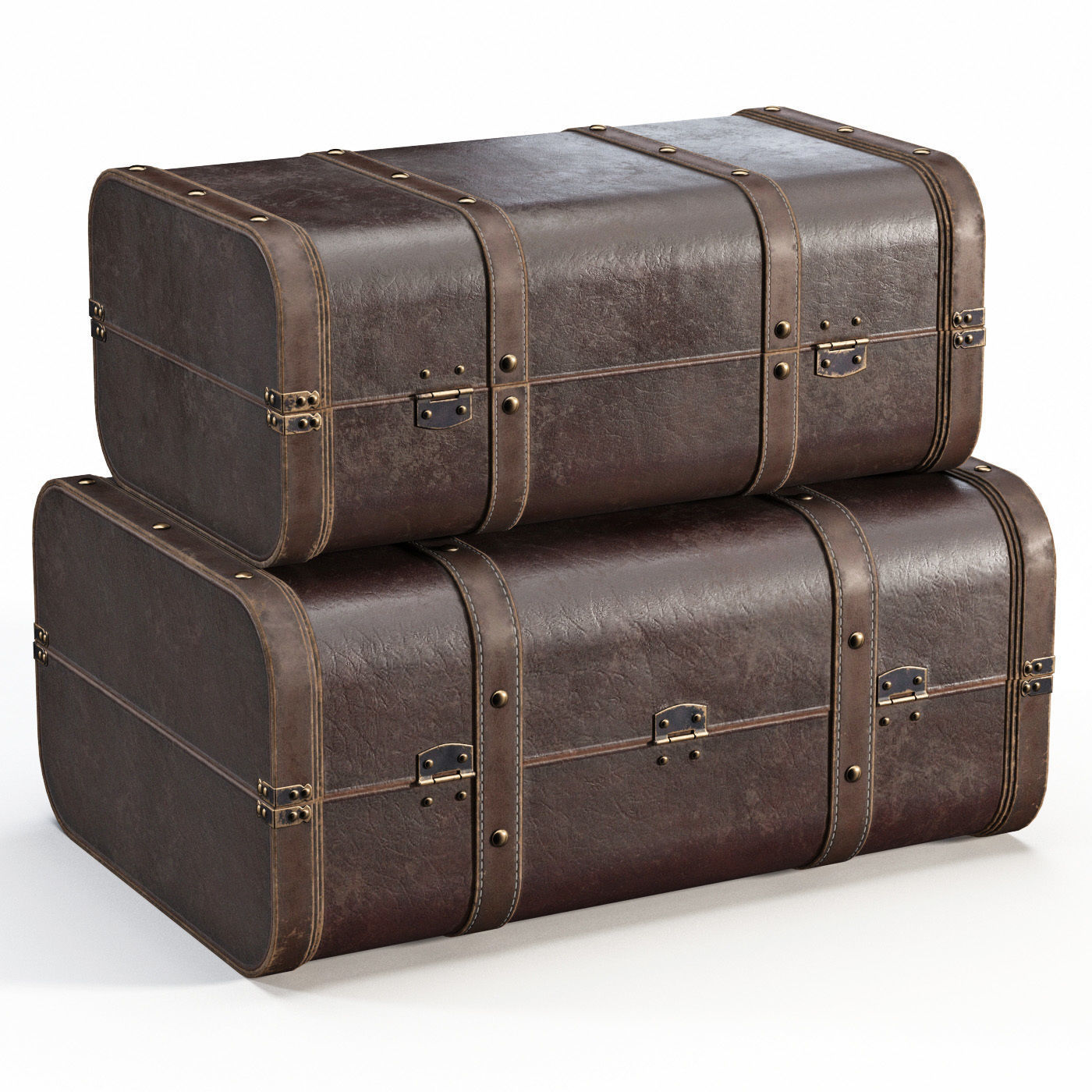 Brown Vintage Suitcases 3D model | CGTrader