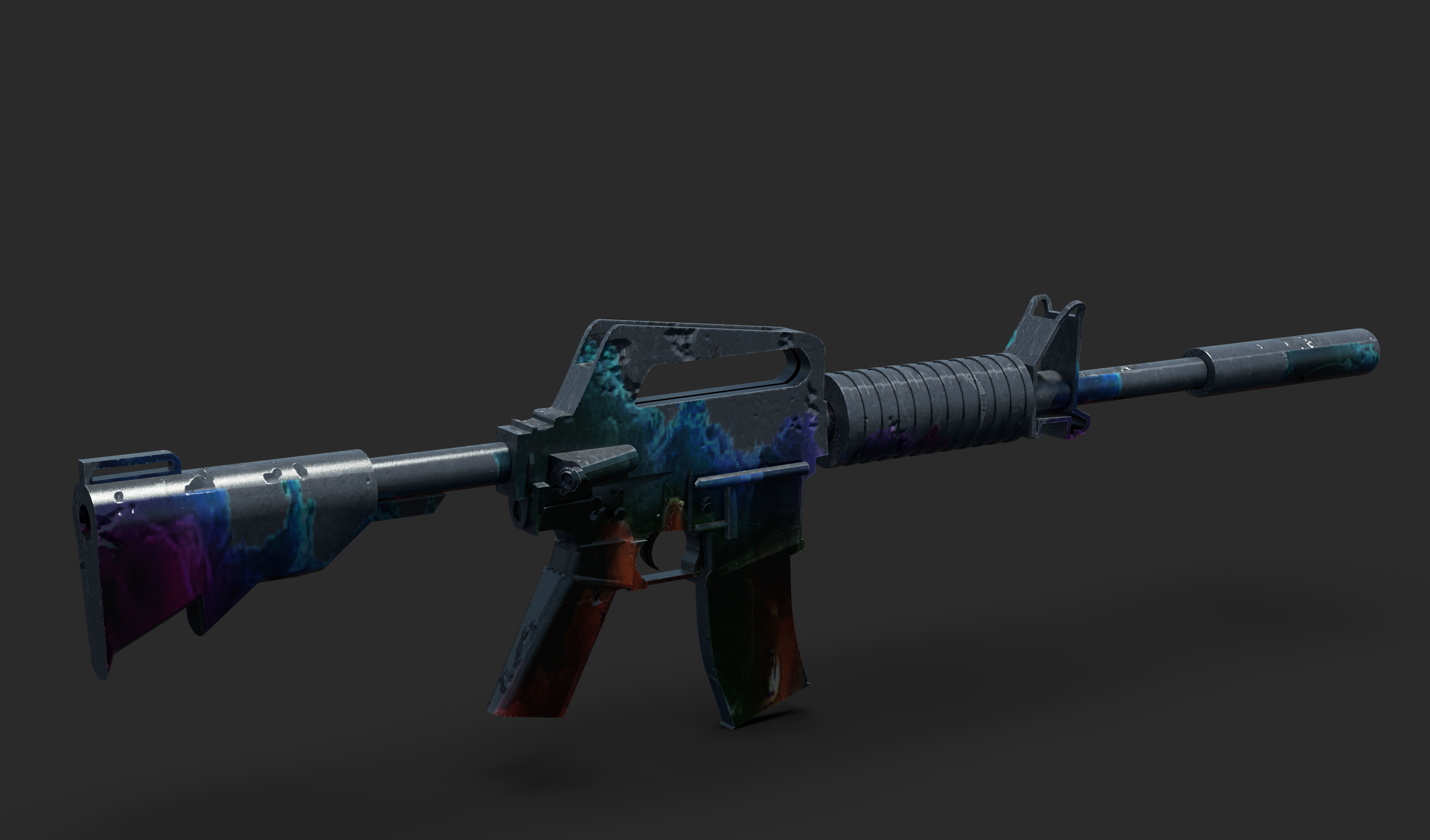 3D model M4a-1 s low-poly rifle paint job VR / AR / low-poly | CGTrader