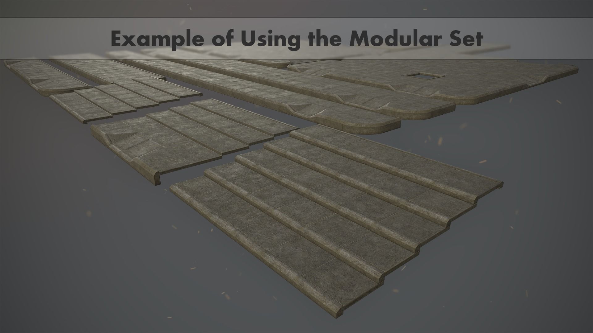 3D model Sidewalk - Modular Set 2 Color Options VR / AR / low-poly ...