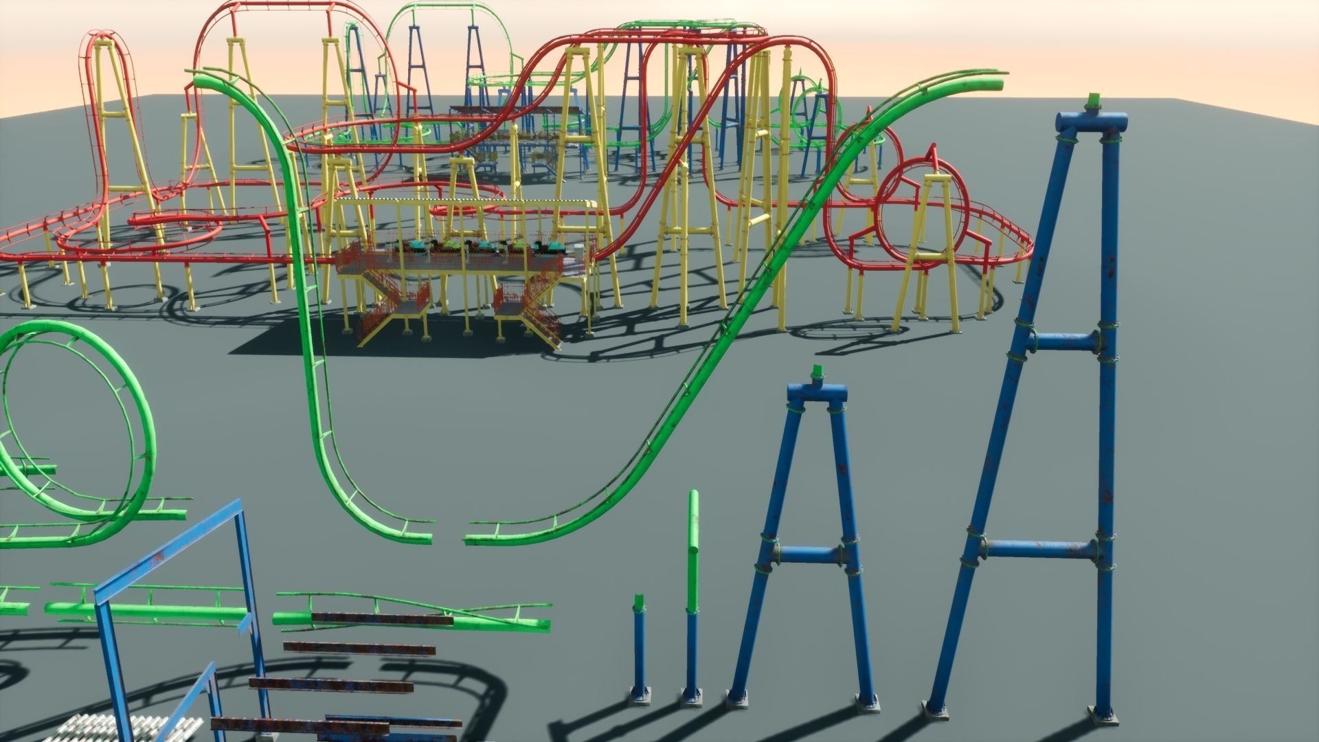 3D model Roller Coaster UE4 Unity VR / AR / low-poly | CGTrader