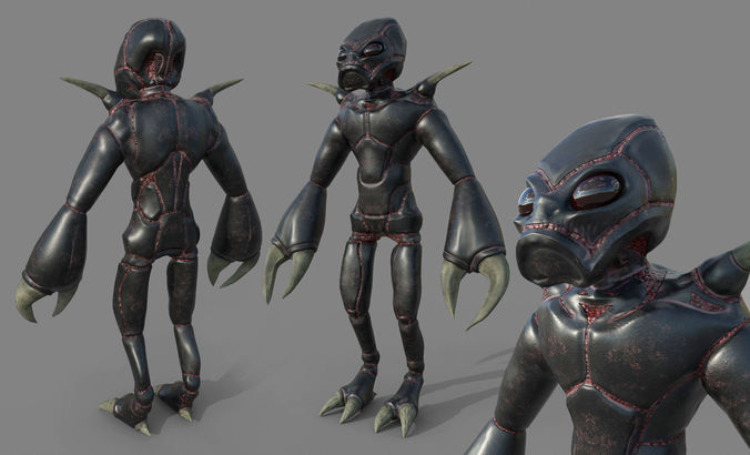 3D model Insectoid alien character - Rigged and animated VR / AR / low ...