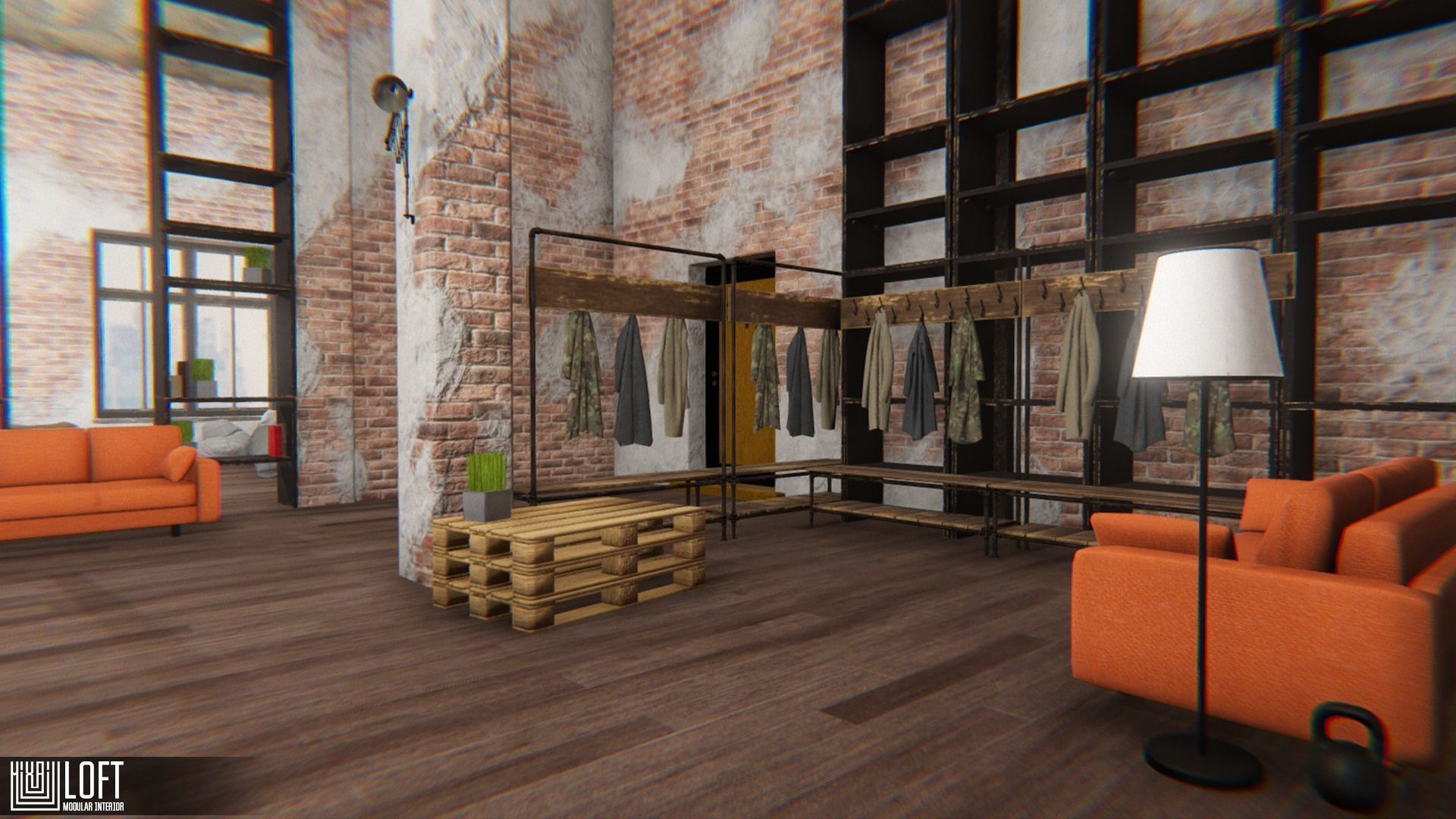 3D model loft - modular interior VR / AR / low-poly | CGTrader