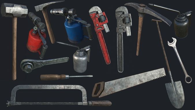 3D model Old Work Tools Collection PBR VR / AR / low-poly | CGTrader