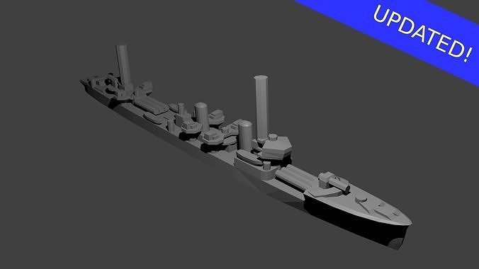 Japanese Mutsuki Class Destroyer Warship 3D model 3D printable | CGTrader