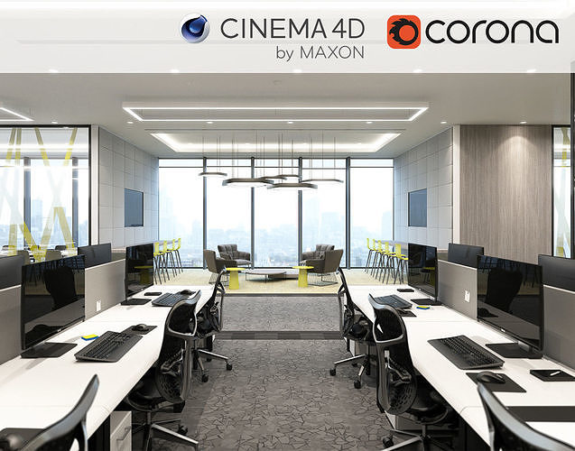 Corona - C4D scene files - Office Space Interior 3D model 3D model ...