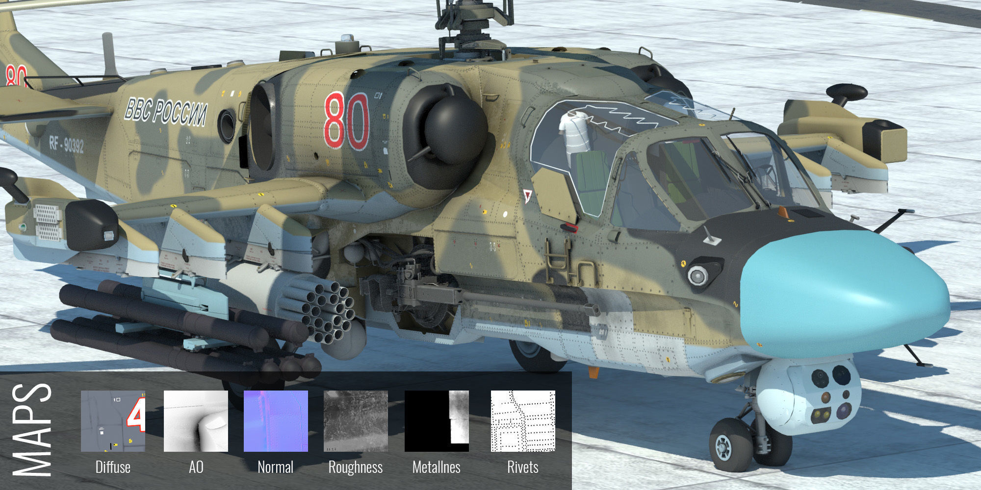 3D model 3D model Russian attack helicopter Ka-52 Hokum B Alligator VR ...