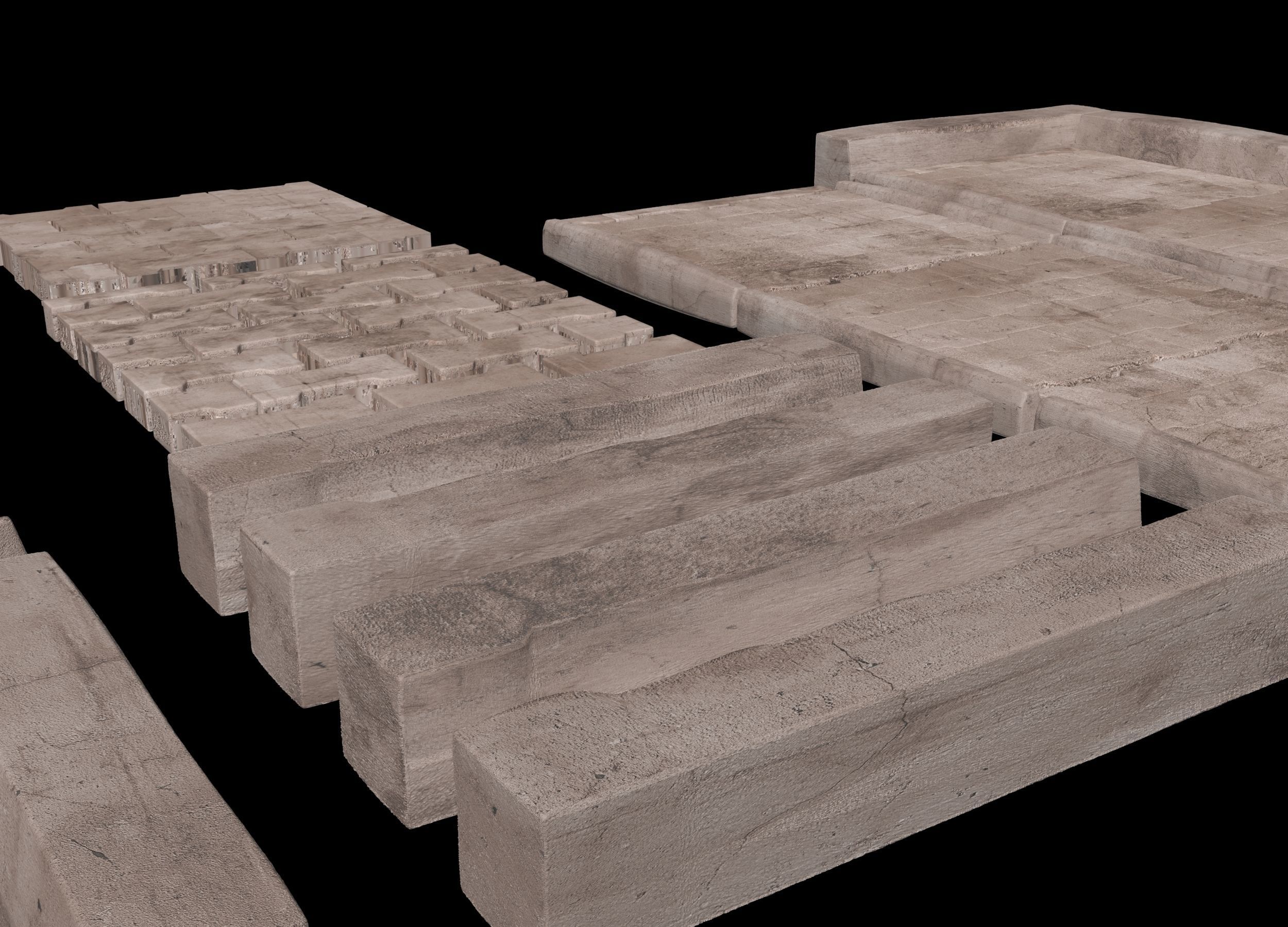 Set of pavement modular sett 3D model | CGTrader