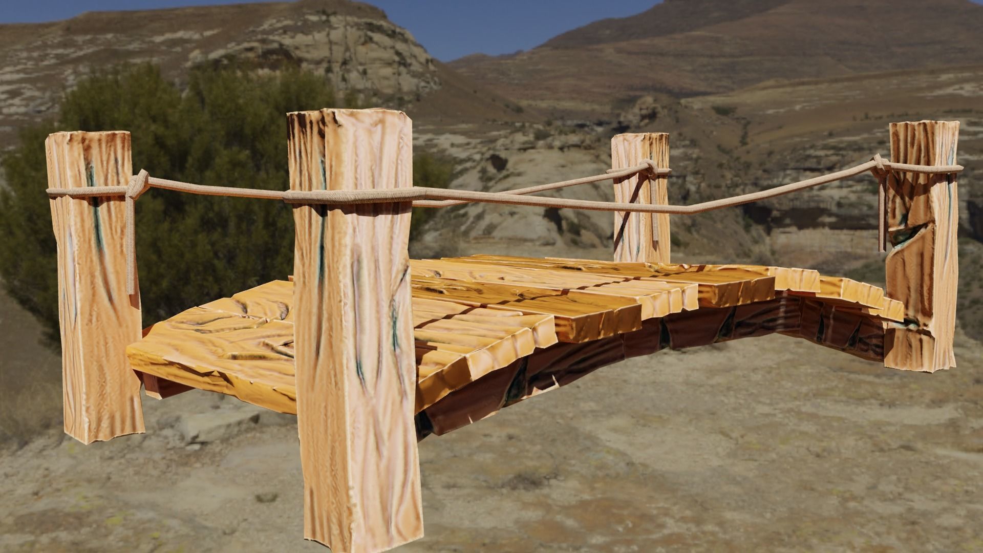 3D model wooden bridge rope bridge VR / AR / low-poly | CGTrader