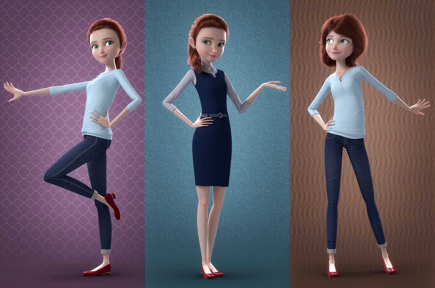 Cartoon Family Rigged V5 3D model rigged | CGTrader