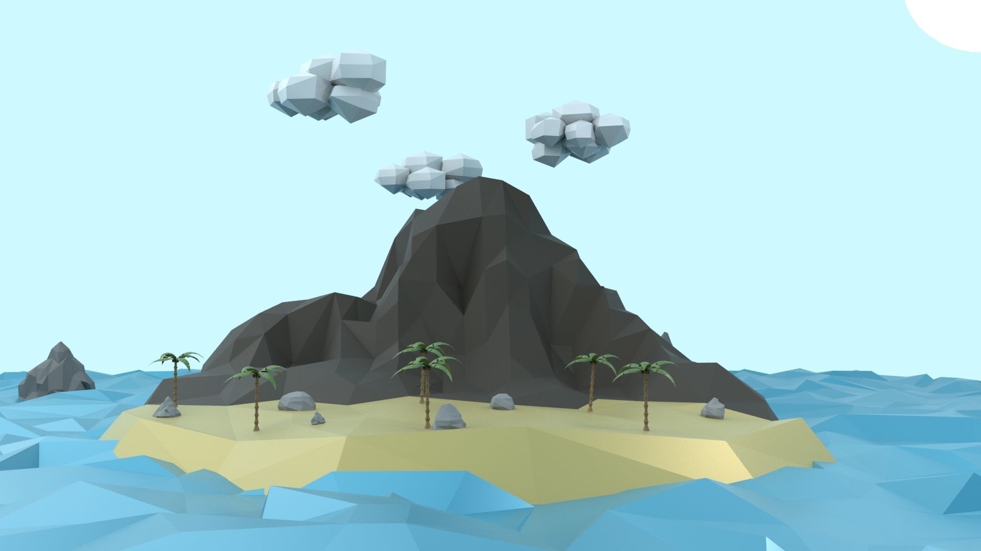 3D model Low Poly Tropical Island VR / AR / low-poly | CGTrader