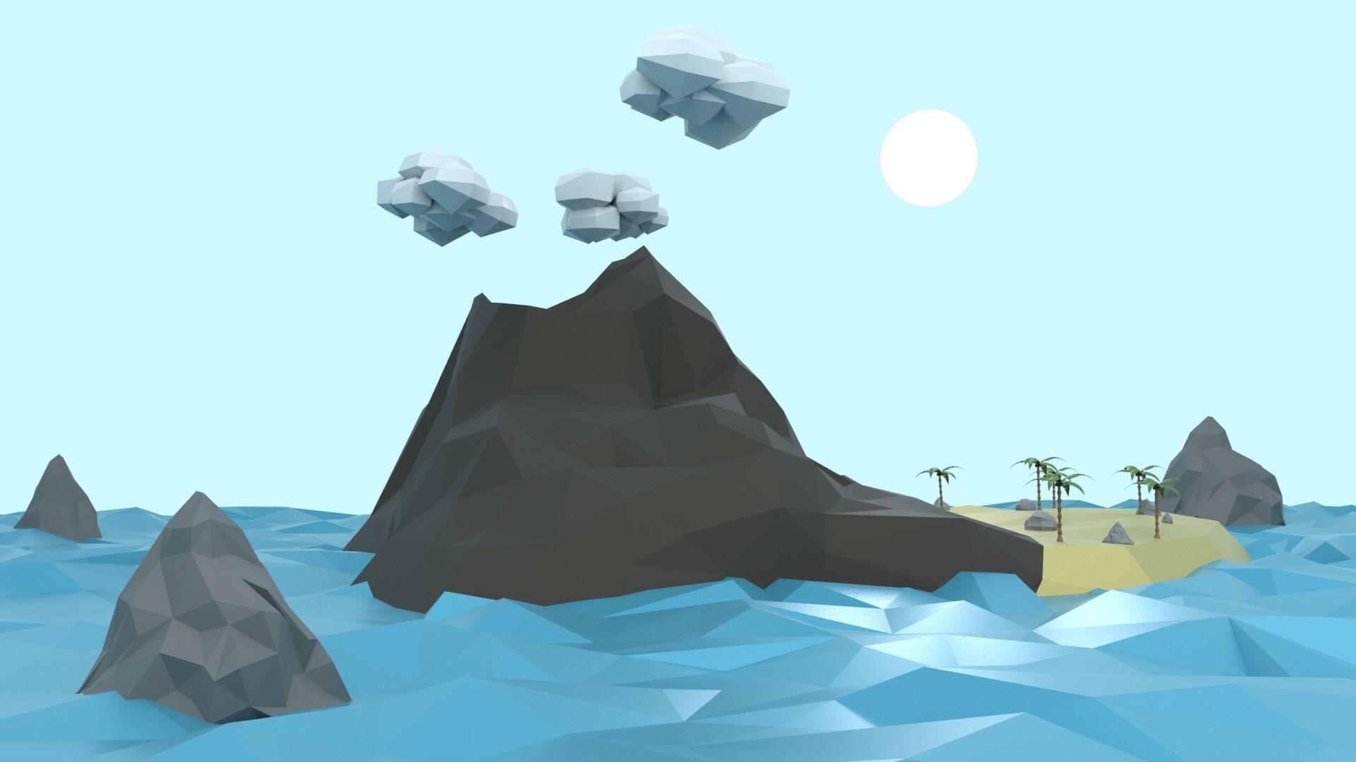 3D model Low Poly Tropical Island VR / AR / low-poly | CGTrader