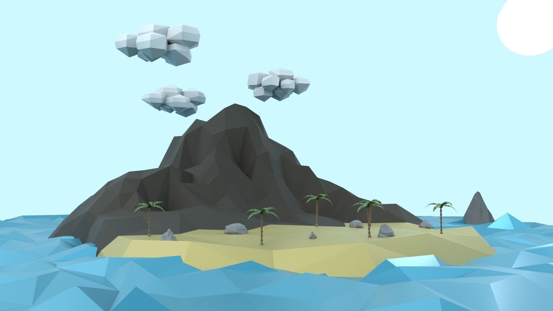 3D model Low Poly Tropical Island VR / AR / low-poly | CGTrader