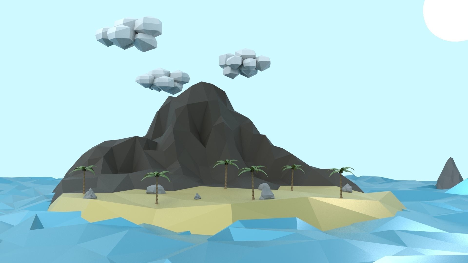 3D model Low Poly Tropical Island VR / AR / low-poly | CGTrader