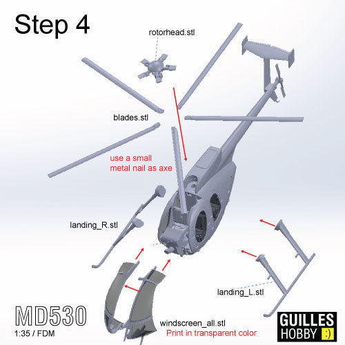 MD530 HELICOPTER - SCALE MODEL - ASSEMBLY KIT 3D model 3D printable ...