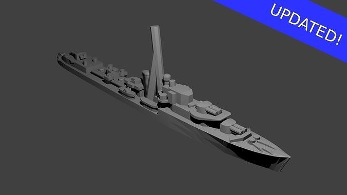 British J Class Destroyer Warship 3D model 3D printable | CGTrader