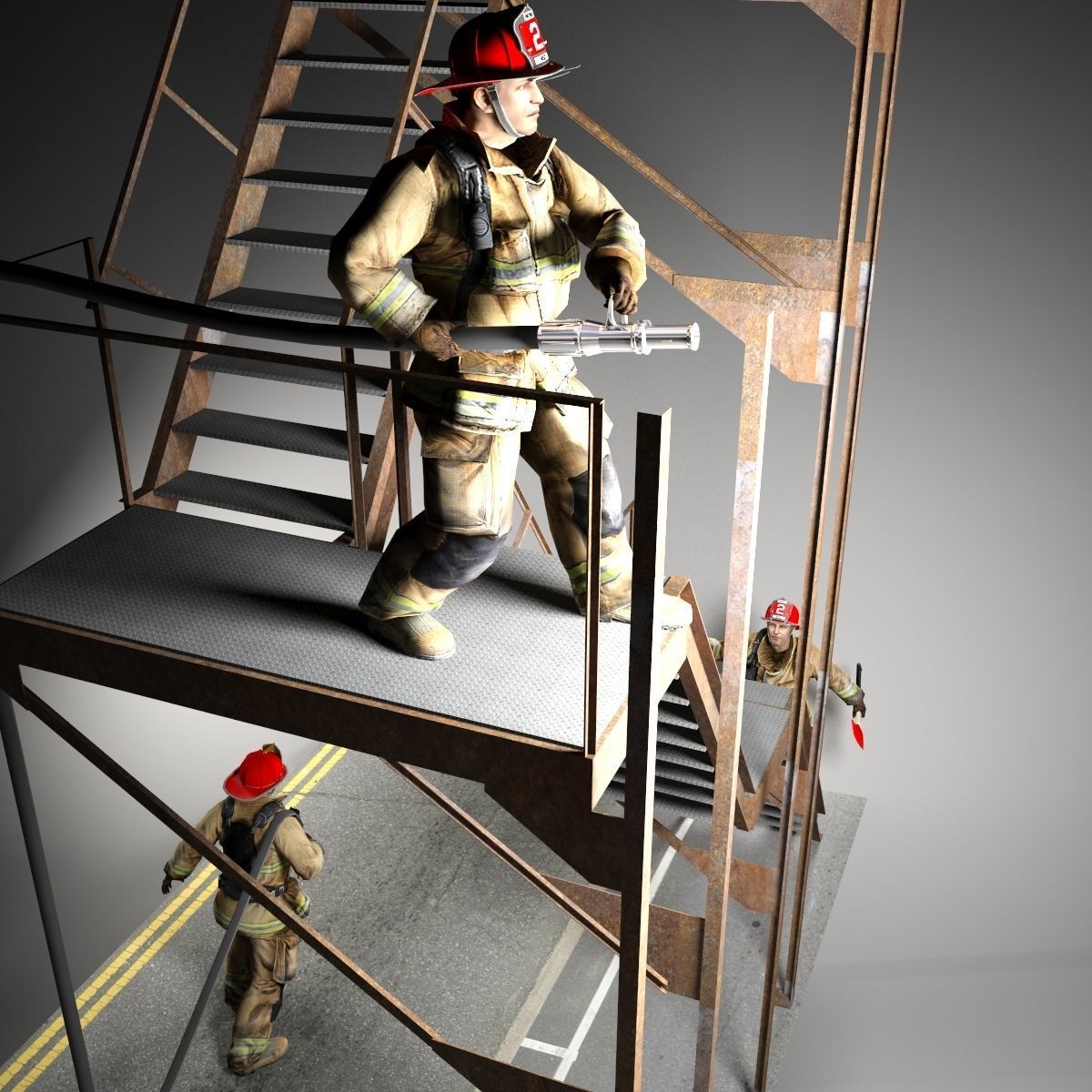 3D model 3D Firefighter characters VR / AR / low-poly | CGTrader