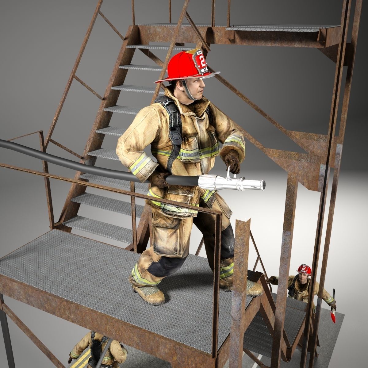 3D model 3D Firefighter characters VR / AR / low-poly | CGTrader
