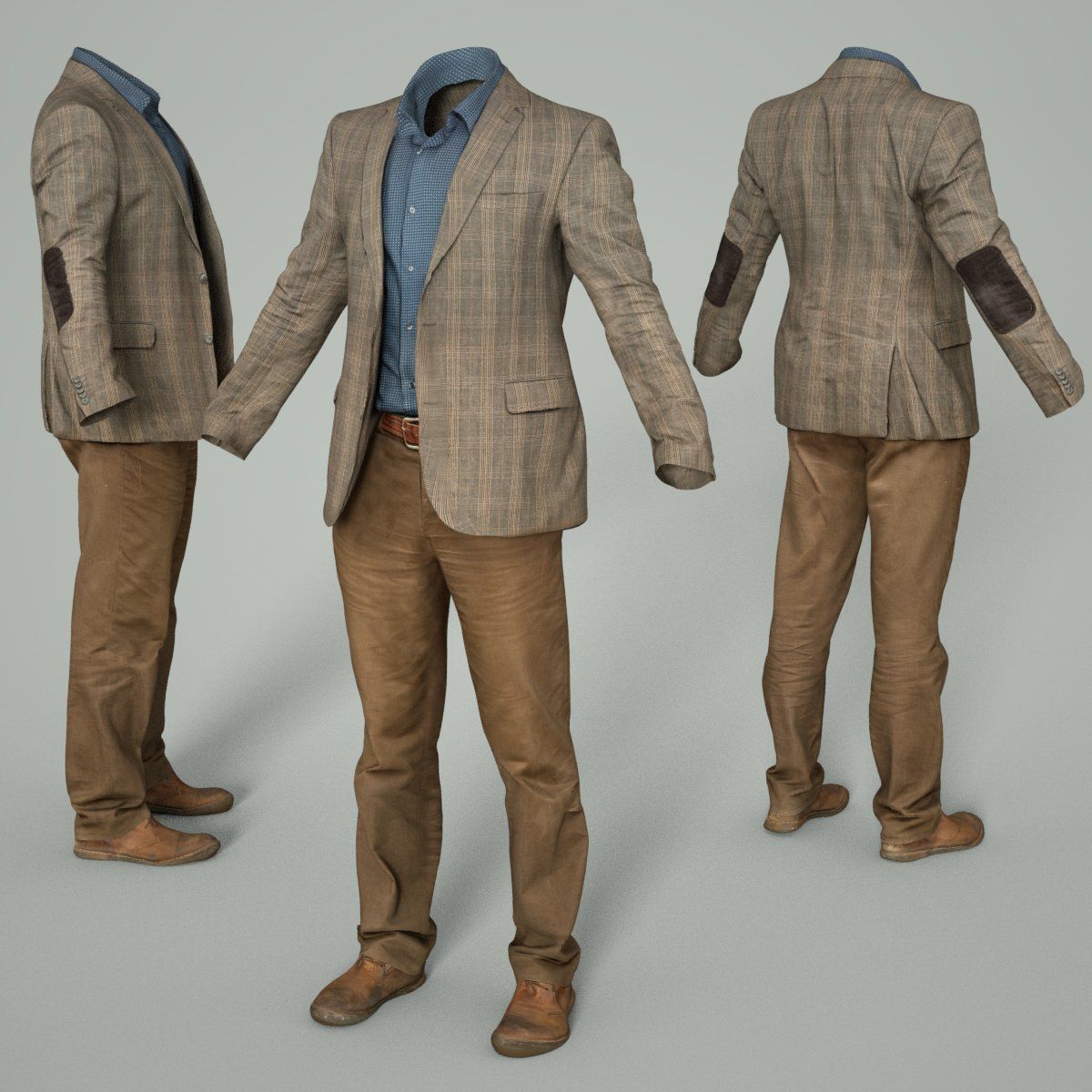 Male Costume Outfit 33 Jacket Shirt Pants Footwear 3D model | CGTrader