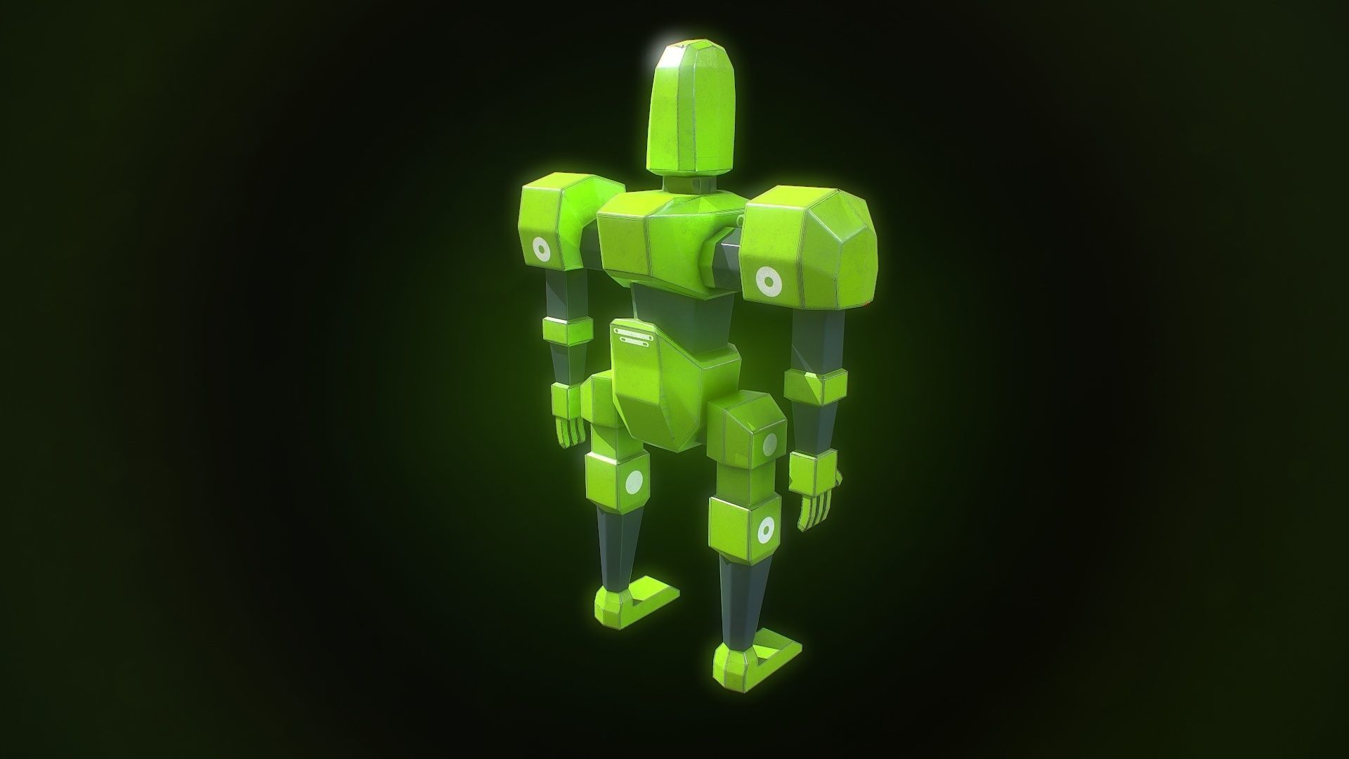3D model Low poly sci fi green robot character VR / AR / low-poly ...