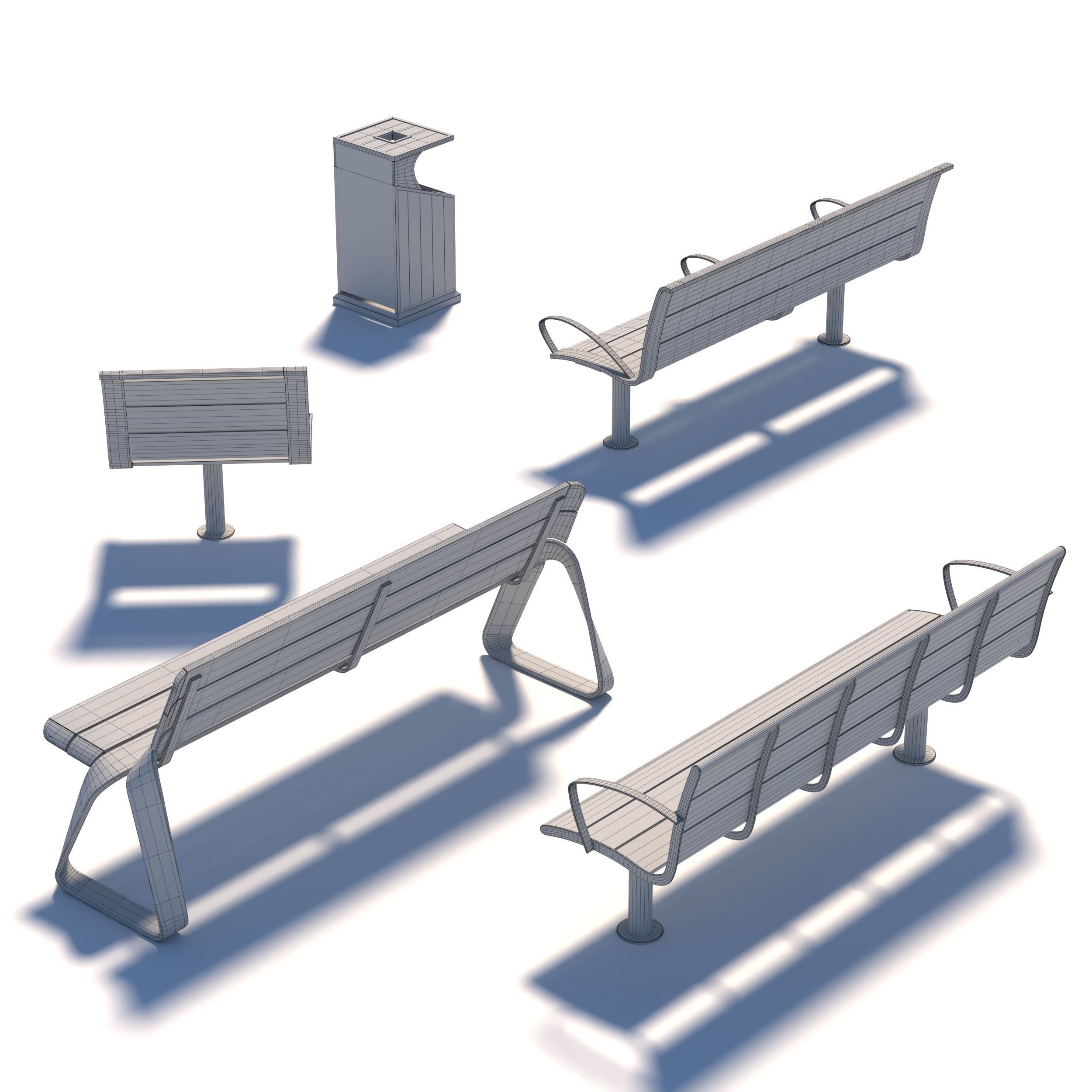 Street benches 3D model | CGTrader