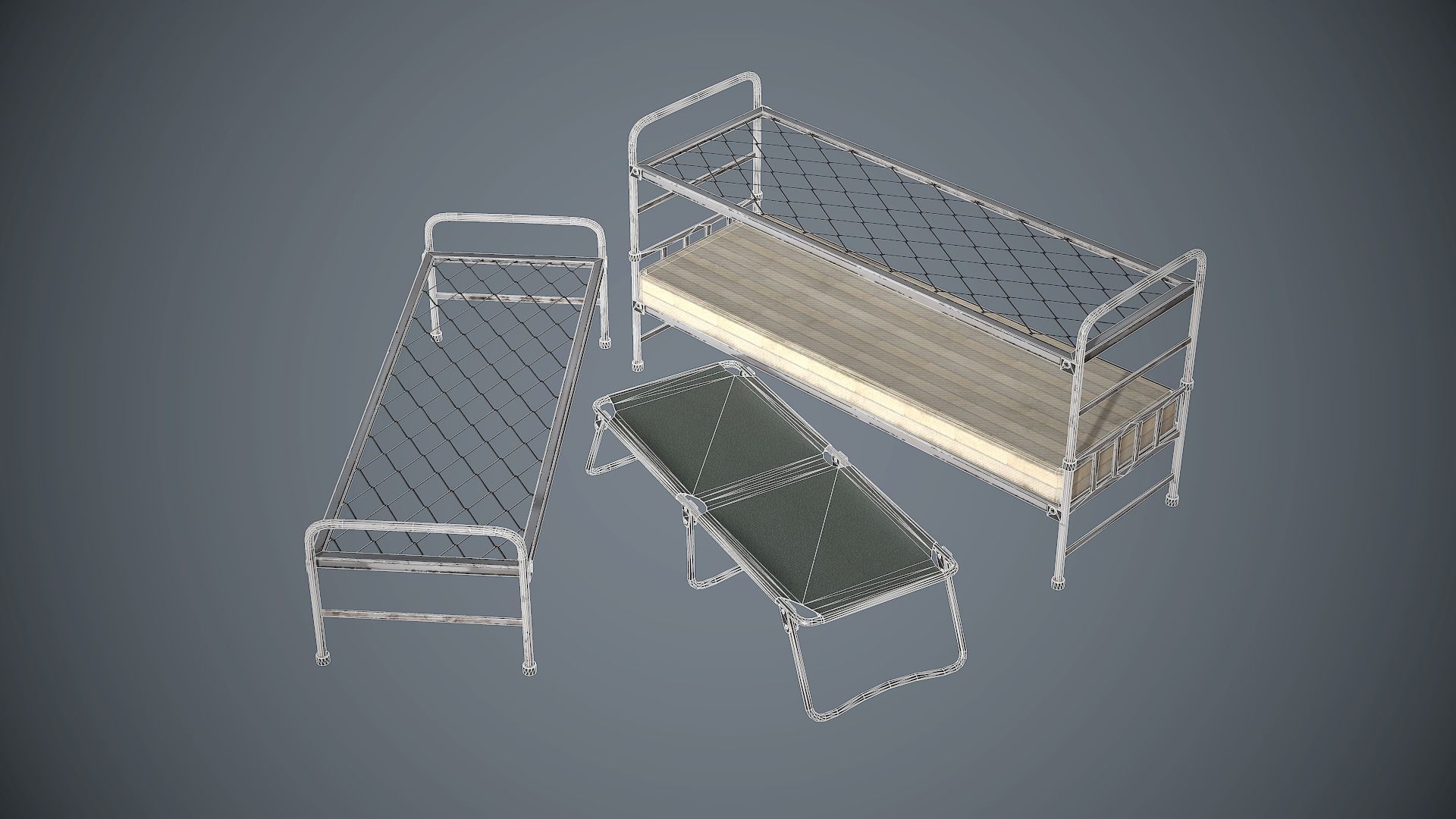 3D model Bed and Cot VR / AR / low-poly | CGTrader