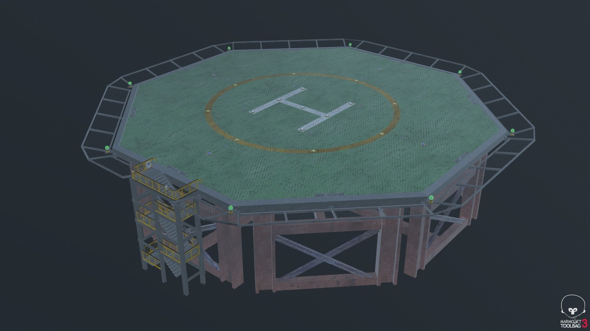 3D model Helicopter industrial landing pad - helipad - airfield VR / AR ...