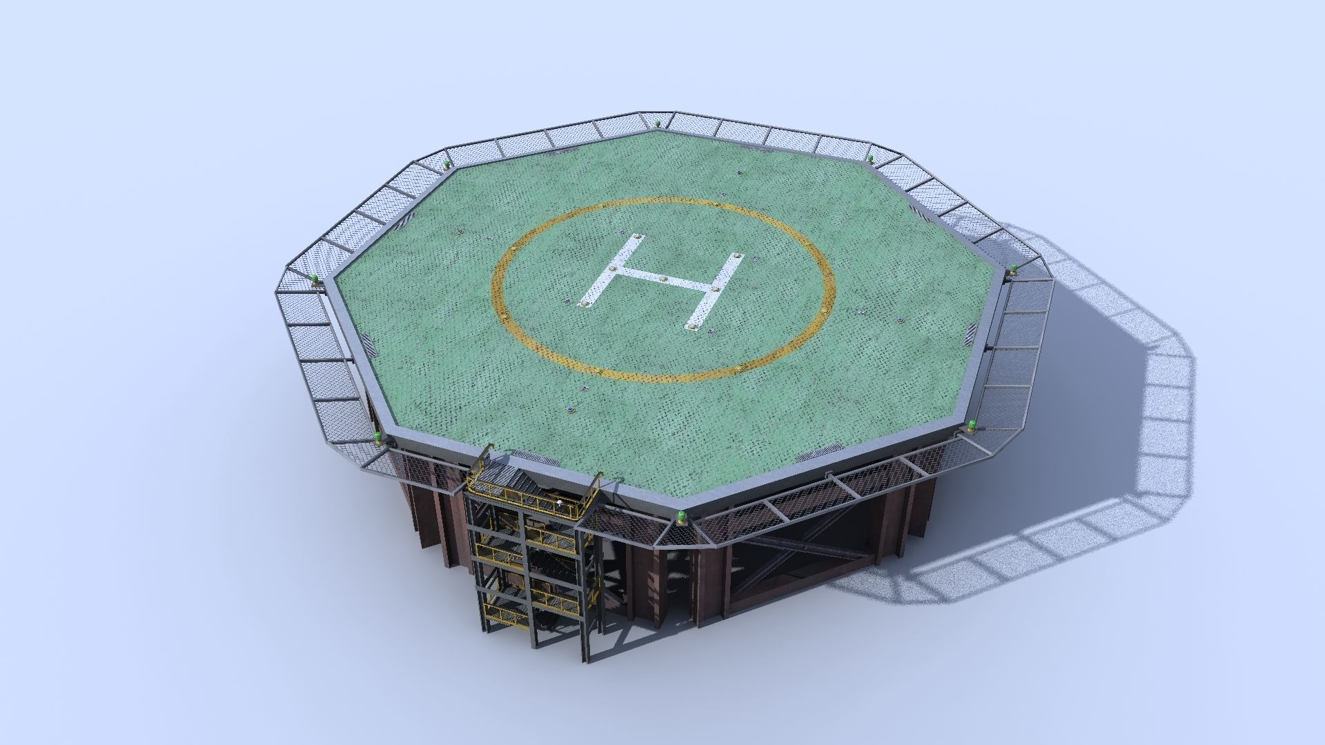3D model Helicopter industrial landing pad - helipad - airfield VR / AR ...