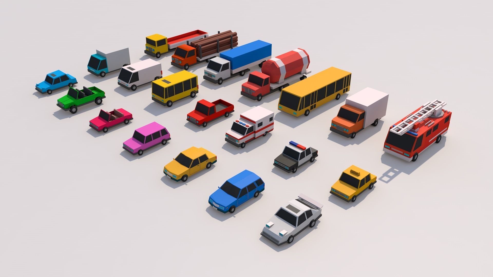 3D model Polygonia Low Poly City Cars Pack VR / AR / low-poly | CGTrader