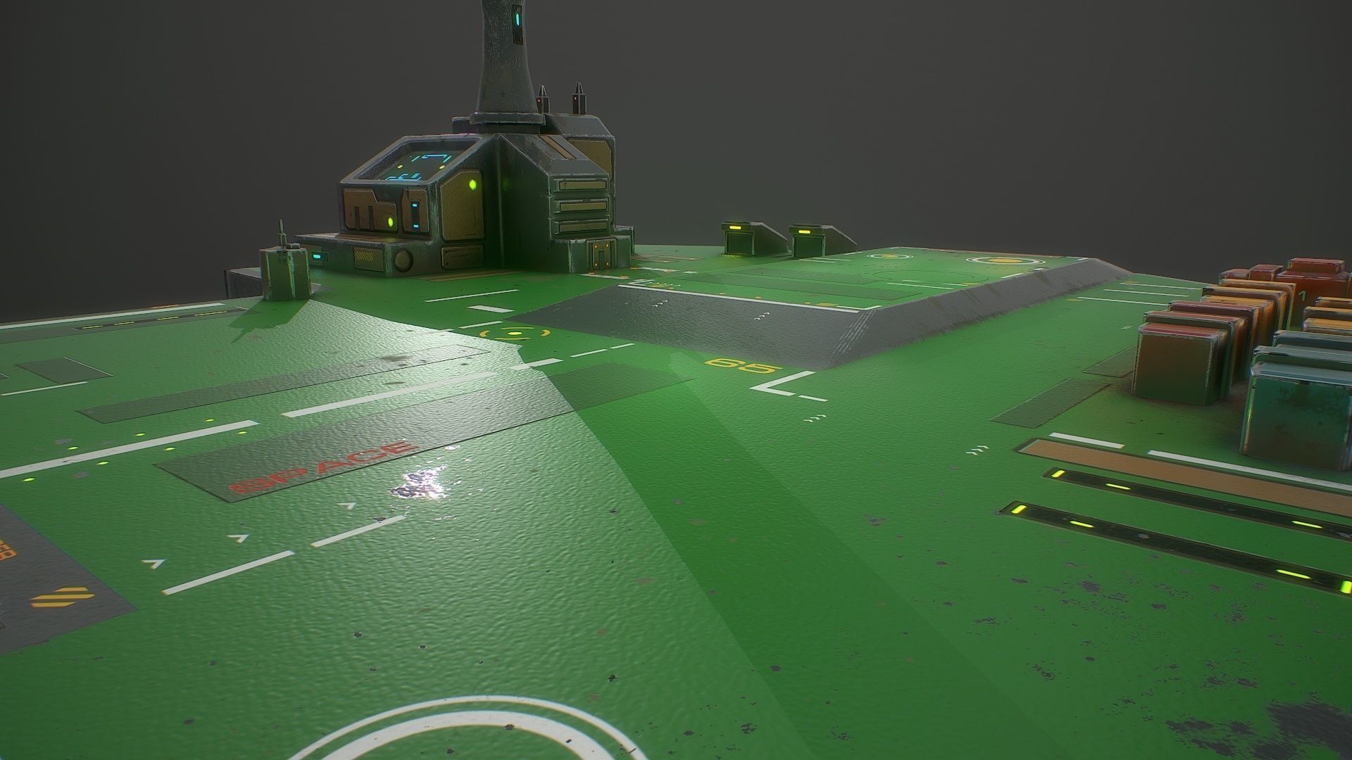 3D model Low poly sci fi airport environment asset VR / AR / low-poly ...