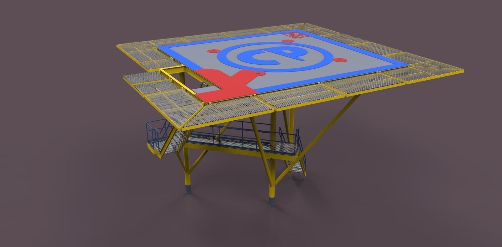 3 Leg helideck free 3D model | CGTrader