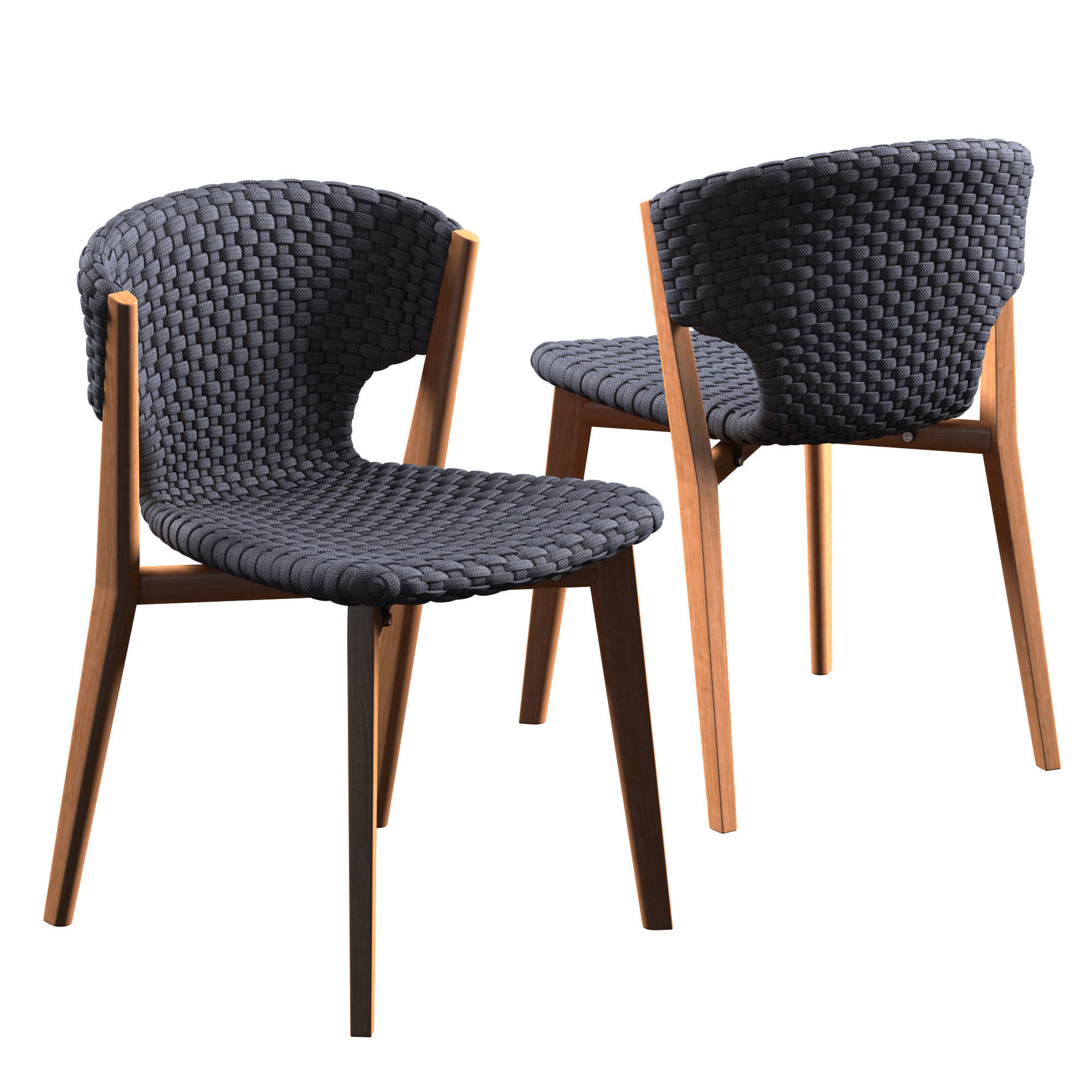 Ethimo Knit dining chair and square table 3D model | CGTrader