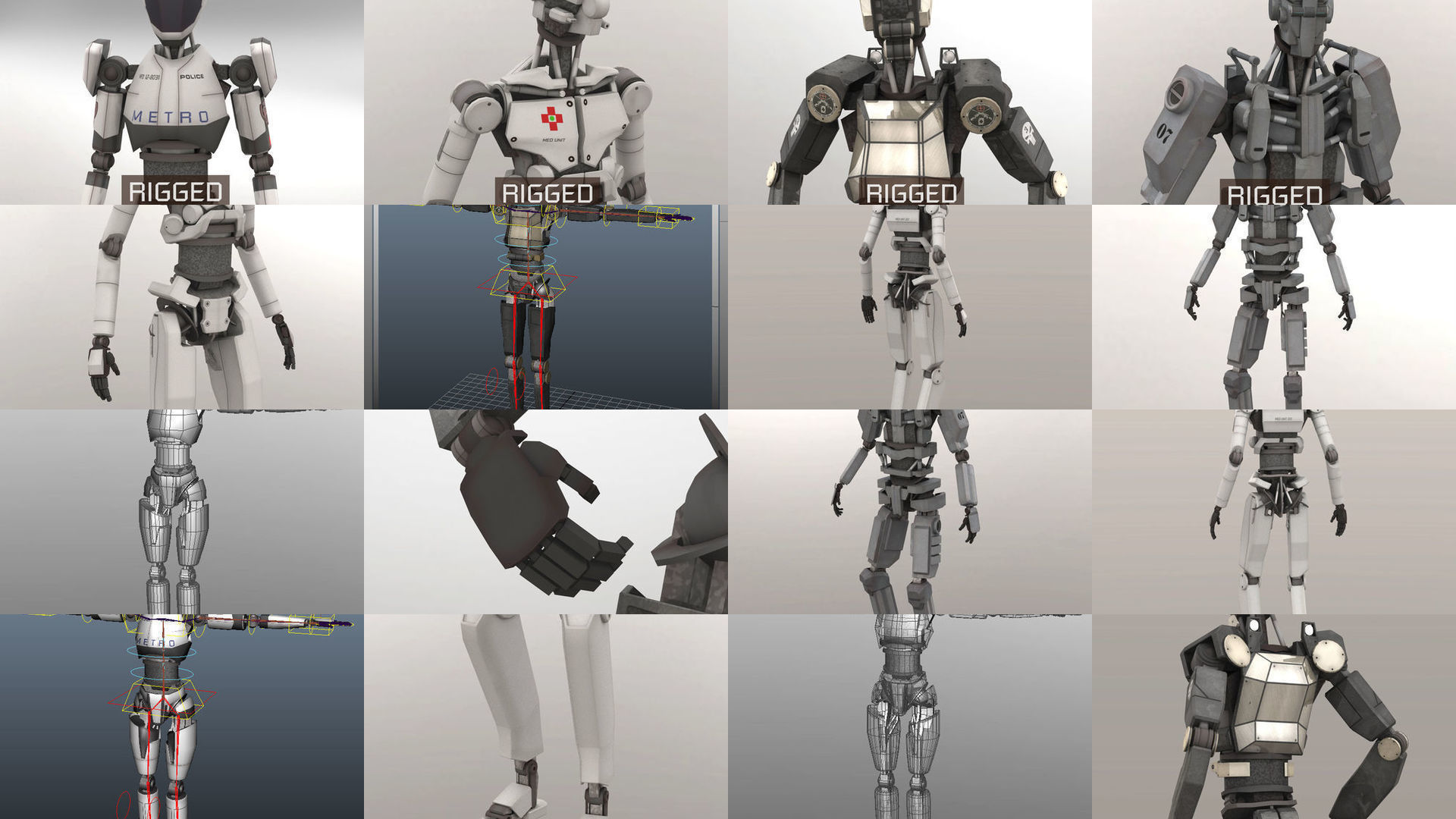 Robots Rigged Low Poly 3D Model Collection | CGTrader