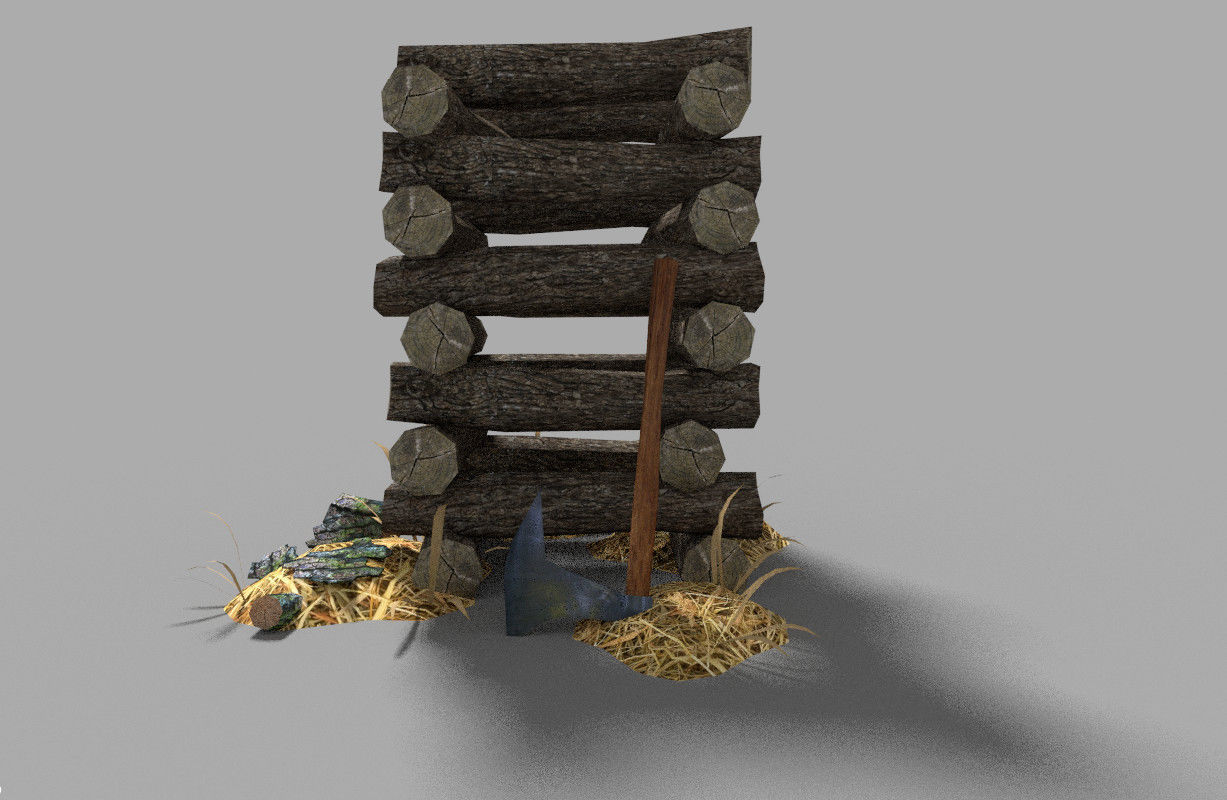 3D model low poly medieval wood pile VR / AR / low-poly | CGTrader