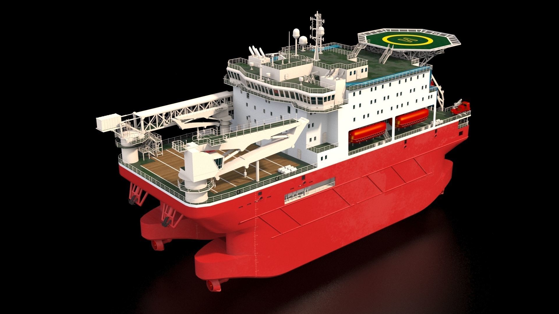 Ship 3d model - Offshore accommodation vessel 84m 3D model animated ...
